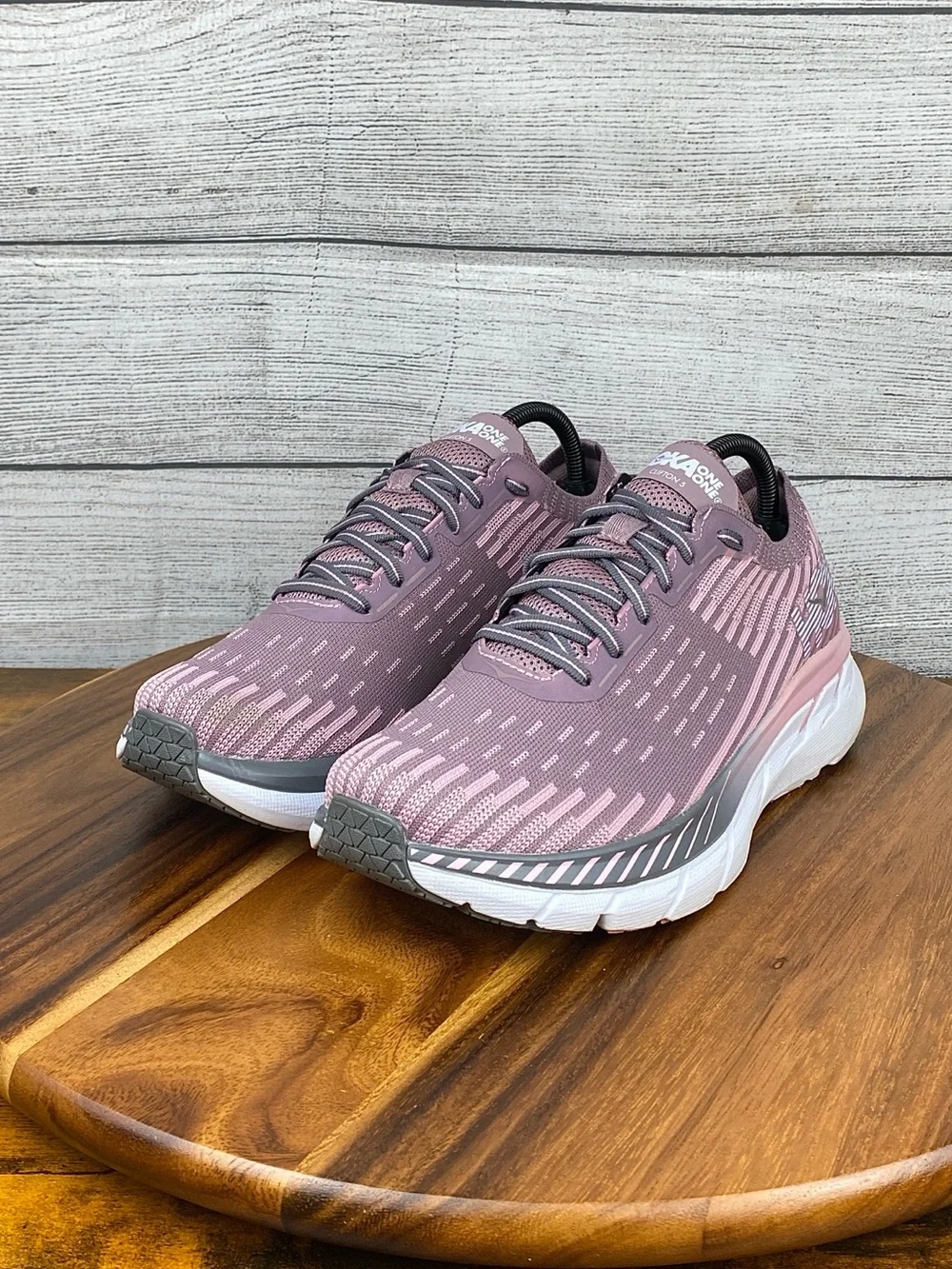 Hoka | Shoes | Hoka One One Clifton 5 Knit Cameo Pink Running Shoes ...